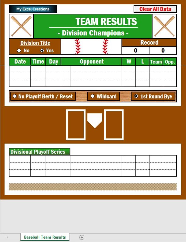Microsoft Excel Spreadsheet Baseball Team Results - Etsy