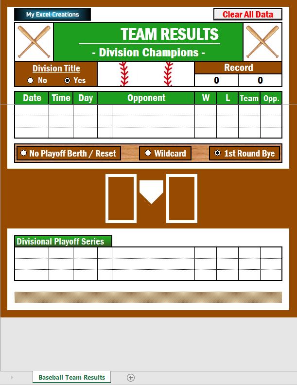 Microsoft Excel Spreadsheet - Baseball Team Results - Etsy