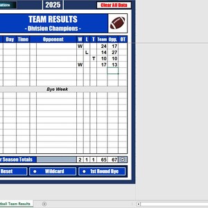 Microsoft Excel Spreadsheet - Football Team Results - Etsy