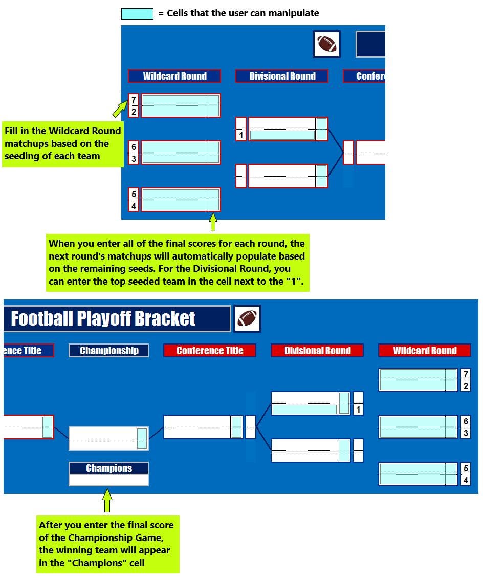 Microsoft Excel Spreadsheet Football Playoff Bracket - Etsy