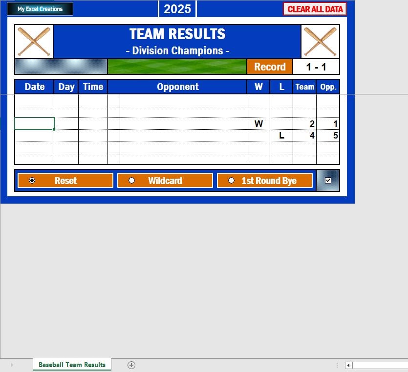 Microsoft Excel Spreadsheet - Baseball Team Results - Etsy