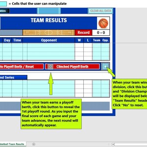 Microsoft Excel Spreadsheet - Basketball Team Results - Etsy
