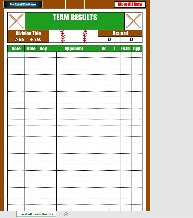 Microsoft Excel Spreadsheet - Baseball Team Results - Etsy