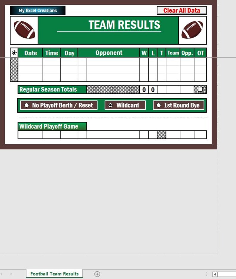 Microsoft Excel Spreadsheet Football Team Results - Etsy