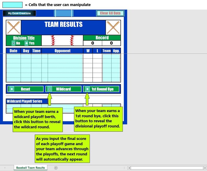Microsoft Excel Spreadsheet - Baseball Team Results - Etsy