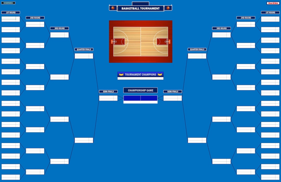 Microsoft Excel Spreadsheet - Basketball Tournament Bracket - Etsy