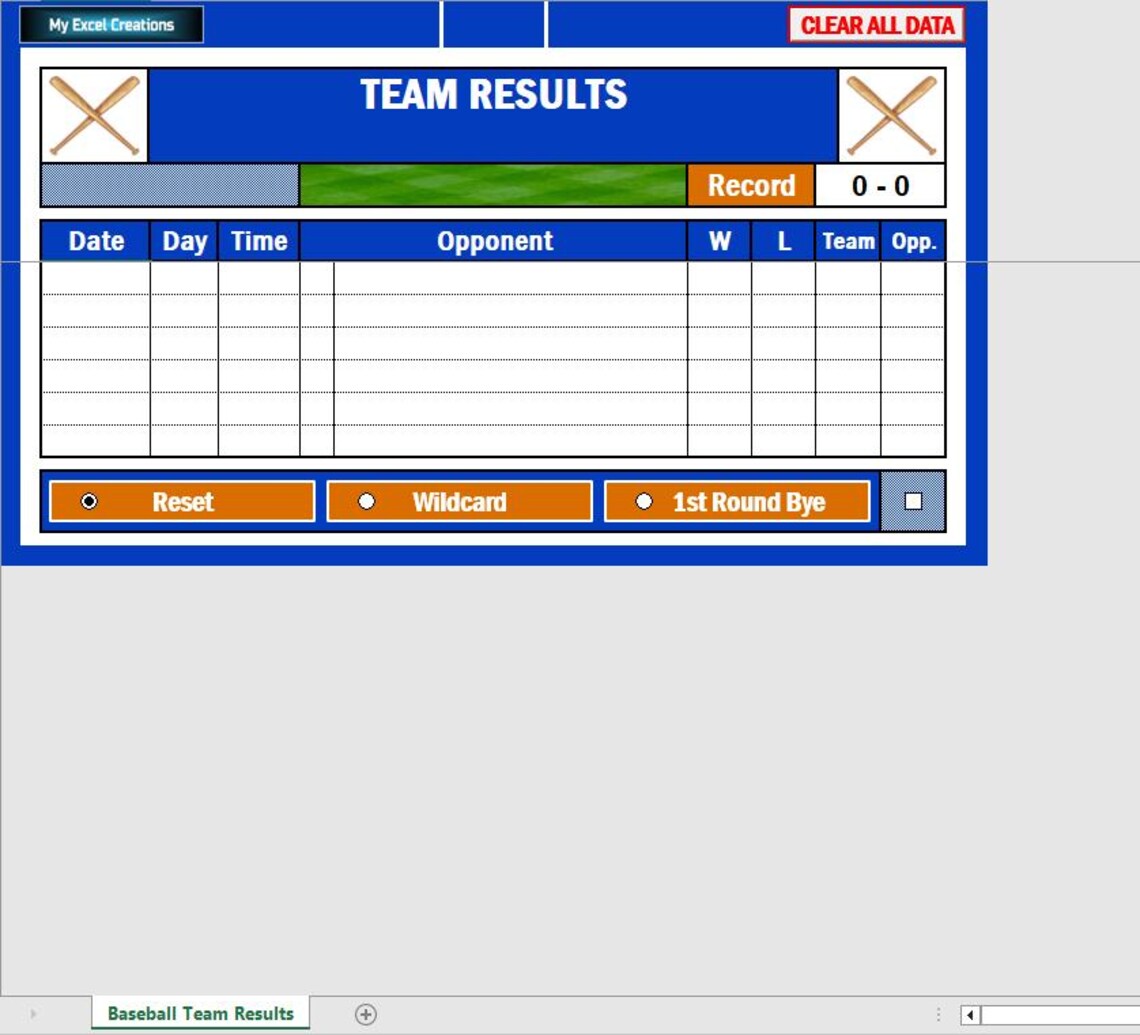 Microsoft Excel Spreadsheet - Baseball Team Results - Etsy
