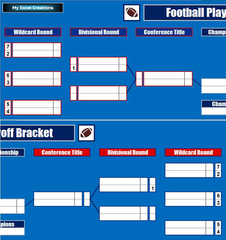 Microsoft Excel Spreadsheet Football Playoff Bracket - Etsy
