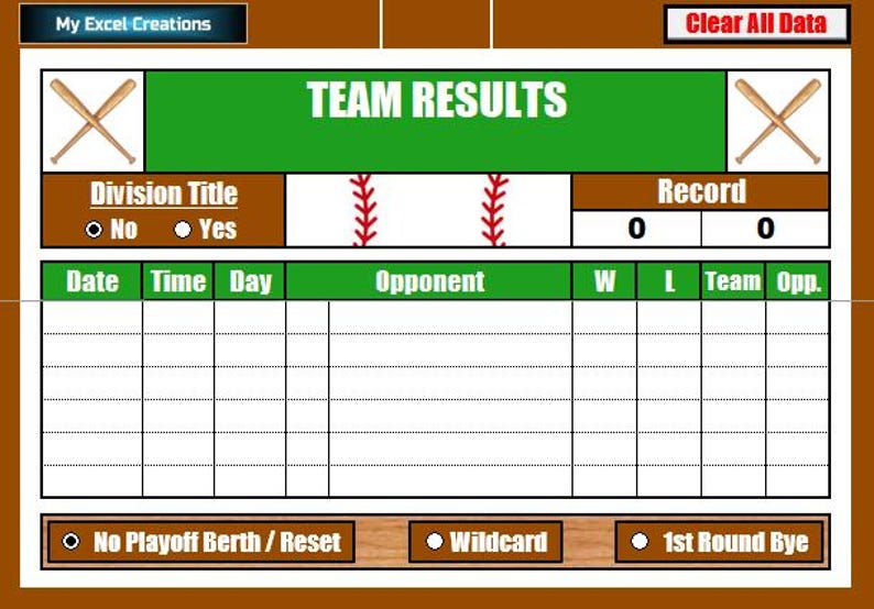 Microsoft Excel Spreadsheet - Baseball Team Results - Etsy