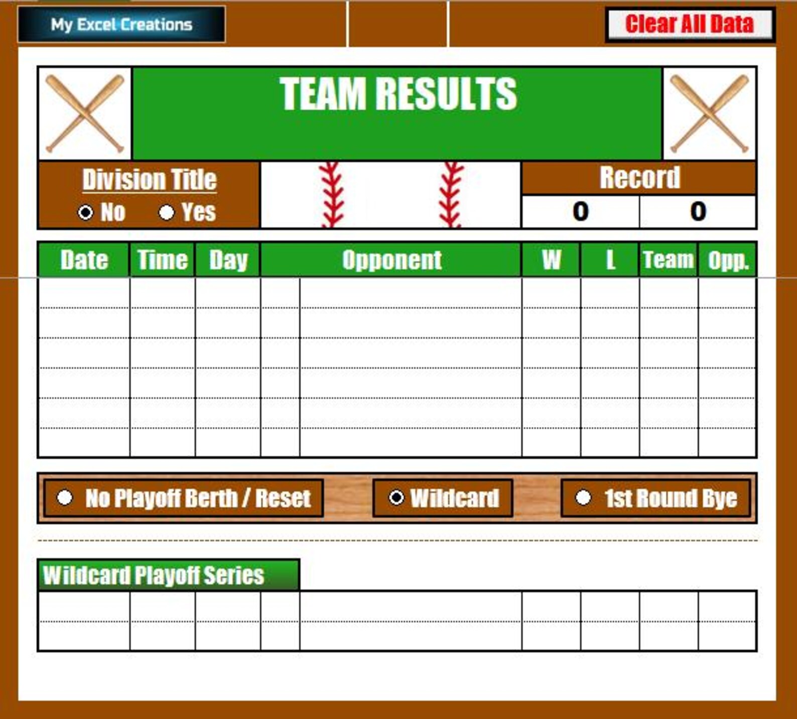 Microsoft Excel Spreadsheet - Baseball Team Results - Etsy