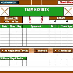 Microsoft Excel Spreadsheet - Baseball Team Results - Etsy