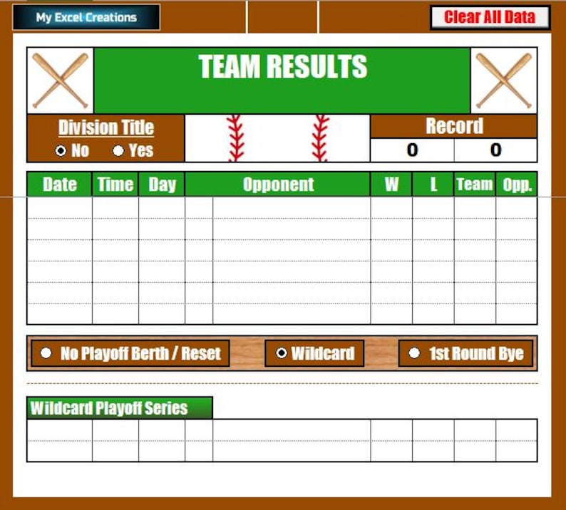 Microsoft Excel Spreadsheet - Baseball Team Results - Etsy