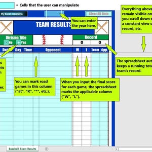 Microsoft Excel Spreadsheet - Baseball Team Results - Etsy