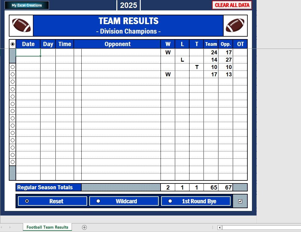 Microsoft Excel Spreadsheet - Football Team Results - Etsy