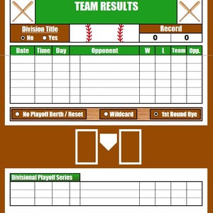 Microsoft Excel Spreadsheet - Baseball Team Results - Etsy