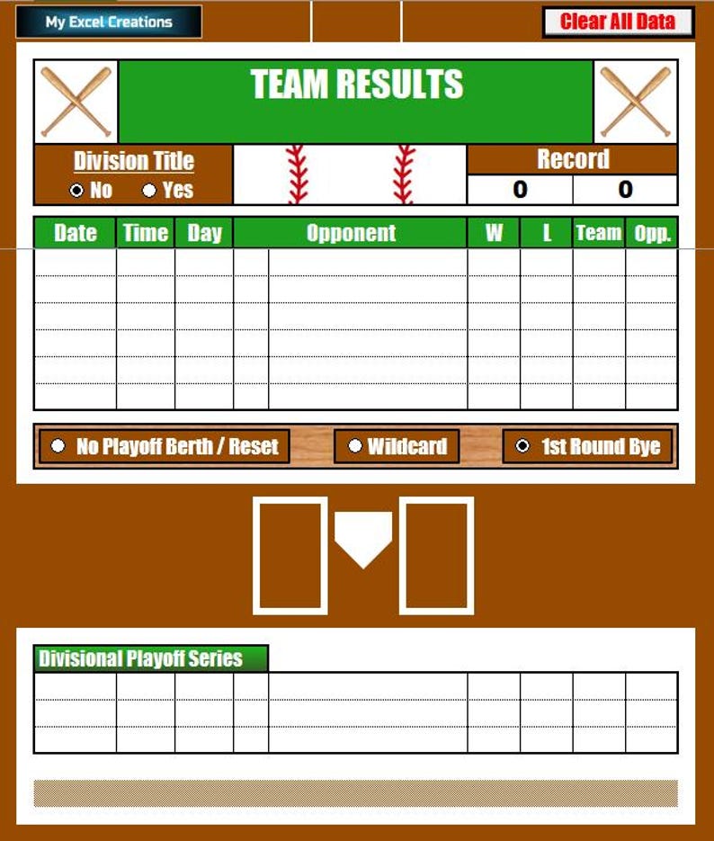 Microsoft Excel Spreadsheet - Baseball Team Results - Etsy