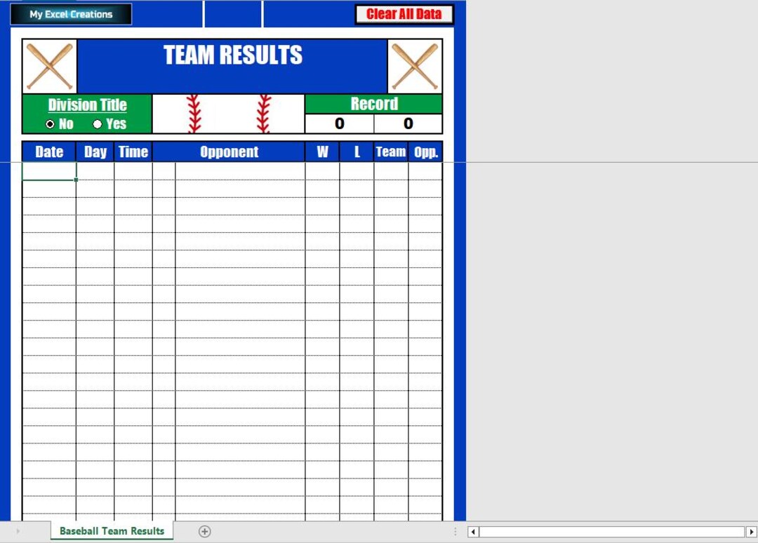 Microsoft Excel Spreadsheet - Baseball Team Results - Etsy
