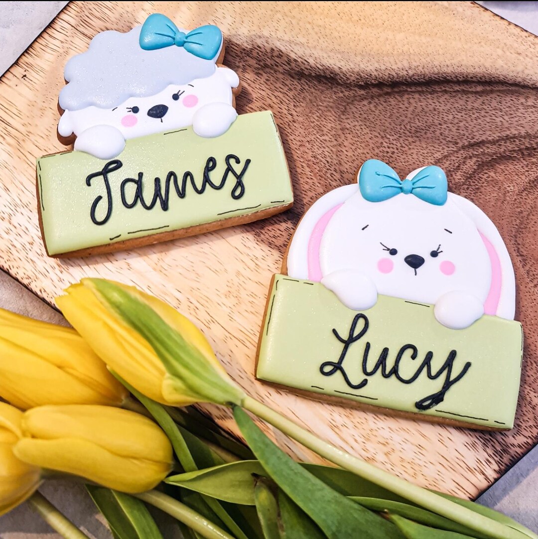 Bunny & Lamb Personalised Biscuits - Etsy