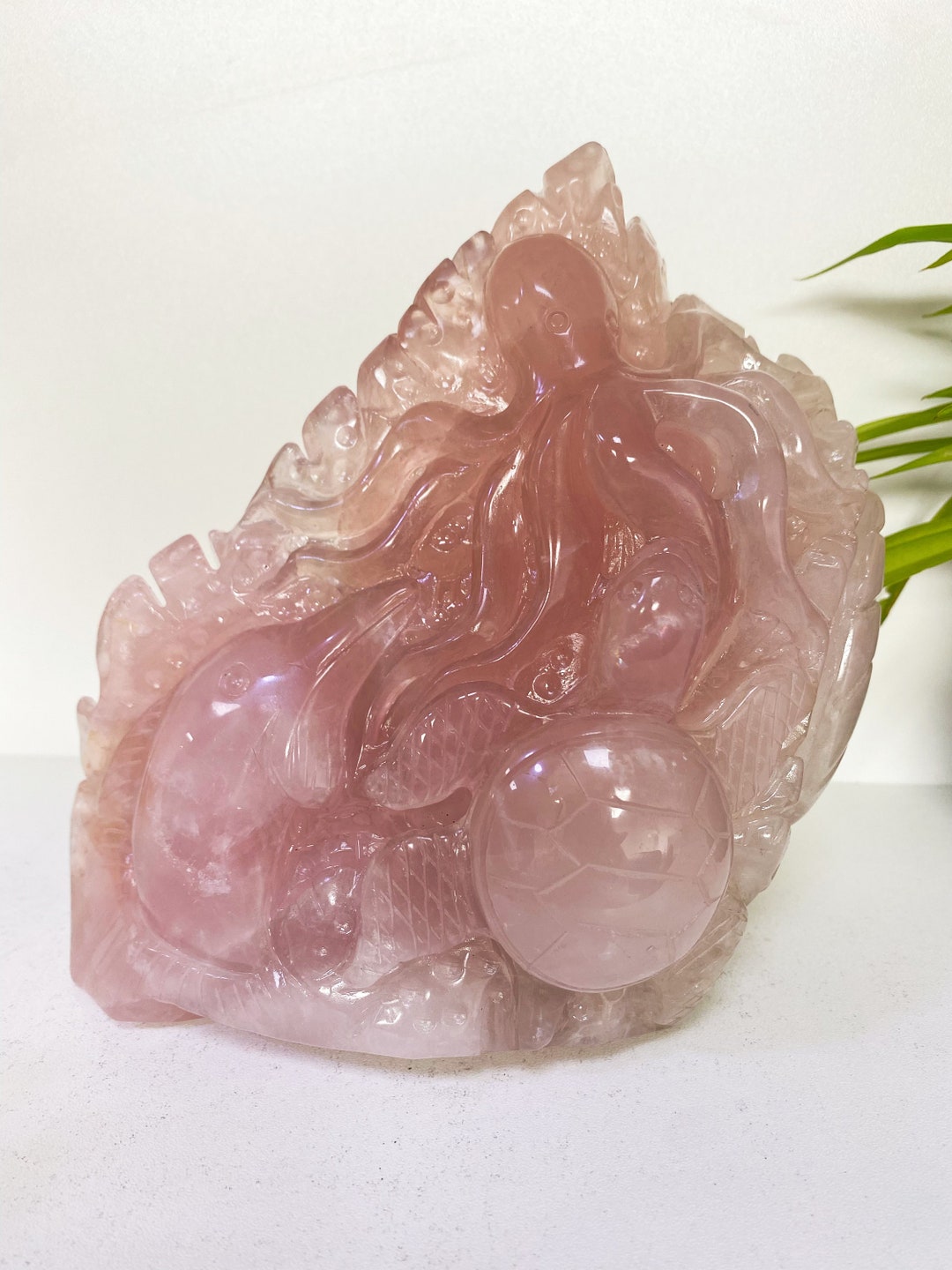 Natrual Handmade Rose Quartz Ocean Creature Carving Decoration - Etsy