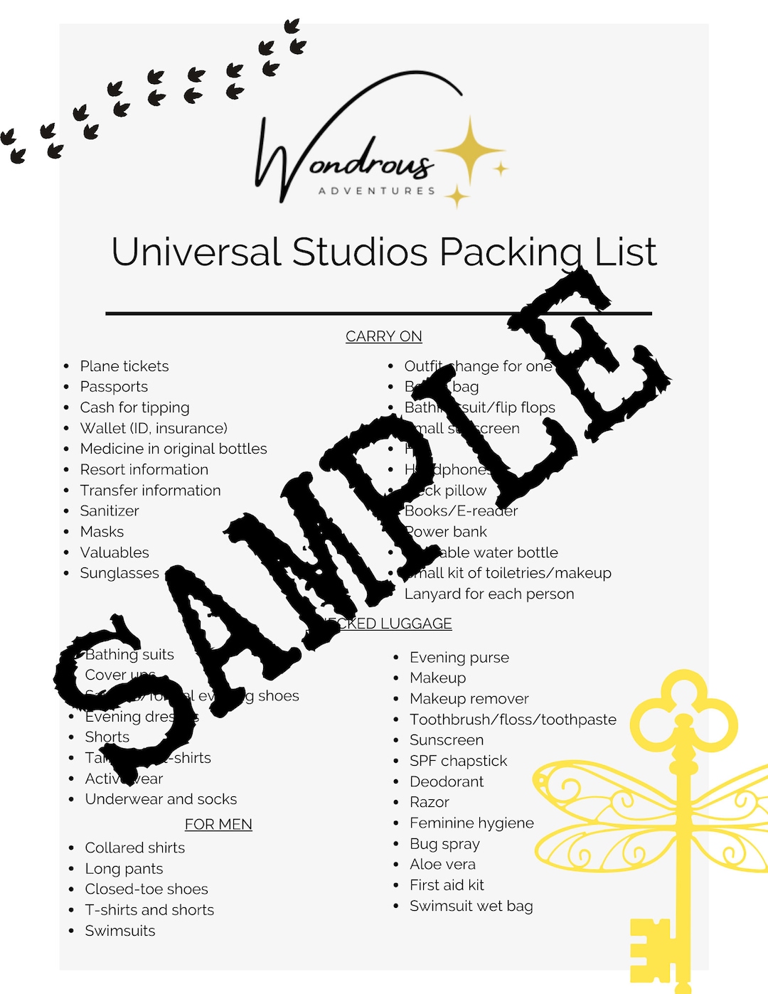 Universal Studios Packing List Travel Itinerary Template Trip Itinerary ...
