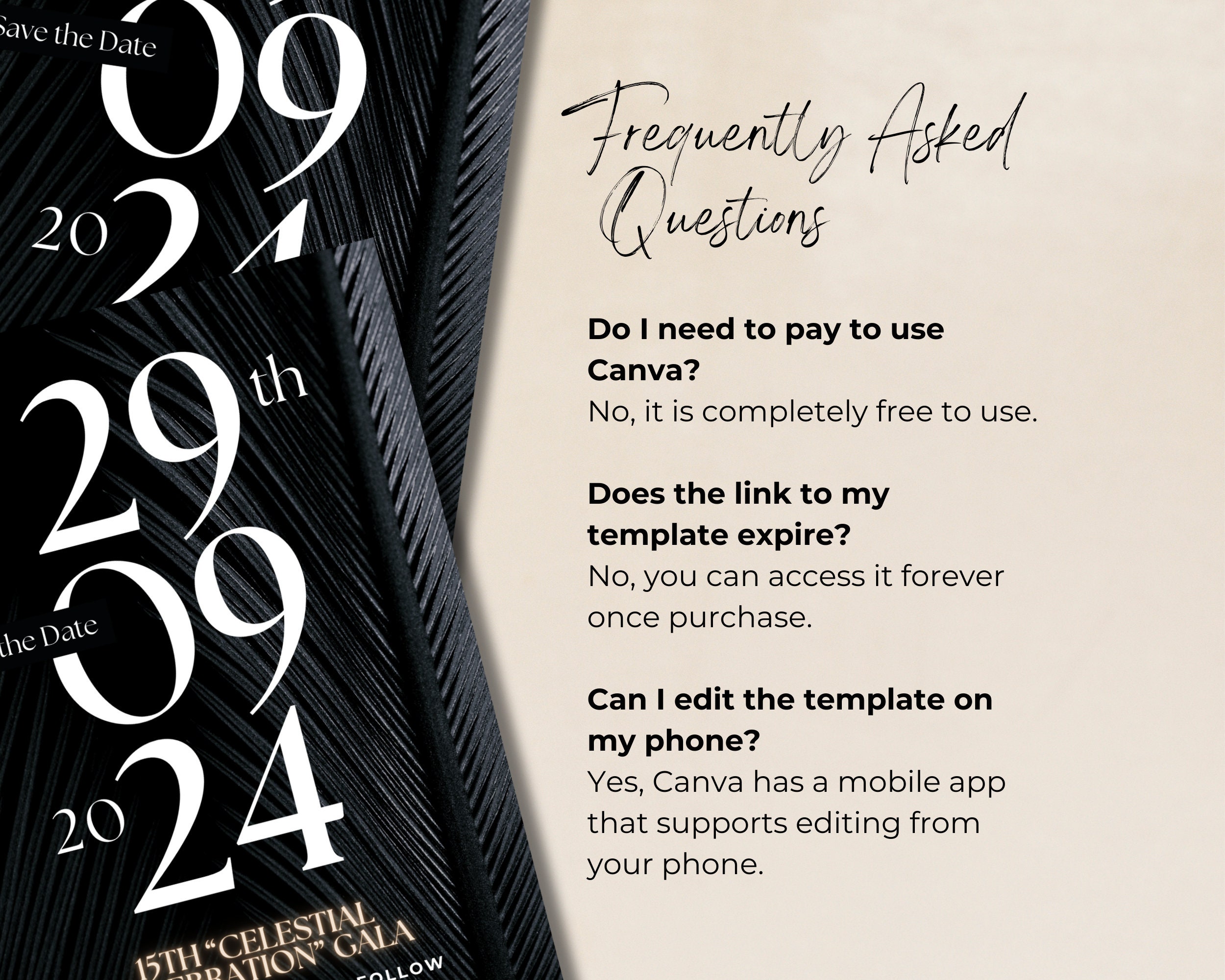 Elegant All Black Affair Gala Save the Date, Holiday Gala Save the Date ...