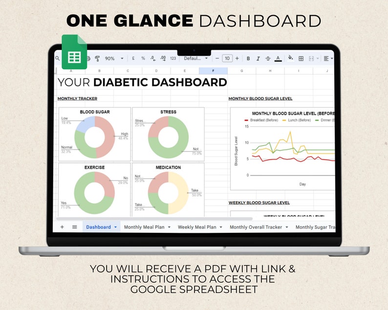 Diabetic Meal Plan Google Sheets and Meal Planner Excel, With Diabetic ...