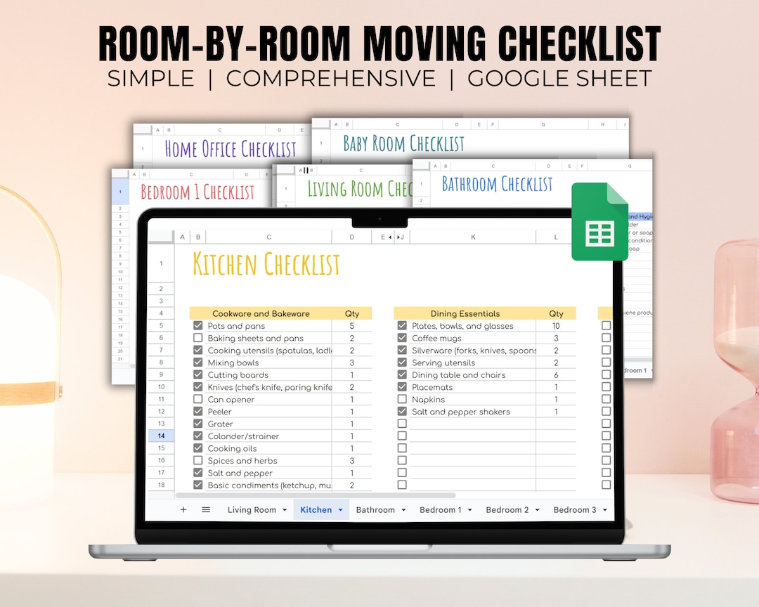 Editable Moving Checklist Google Sheets, New Home Apartment Essentials ...