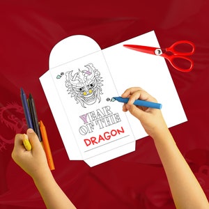Red Envelope Colouring for Kids, Year of the Dragon for Lunar New Year ...