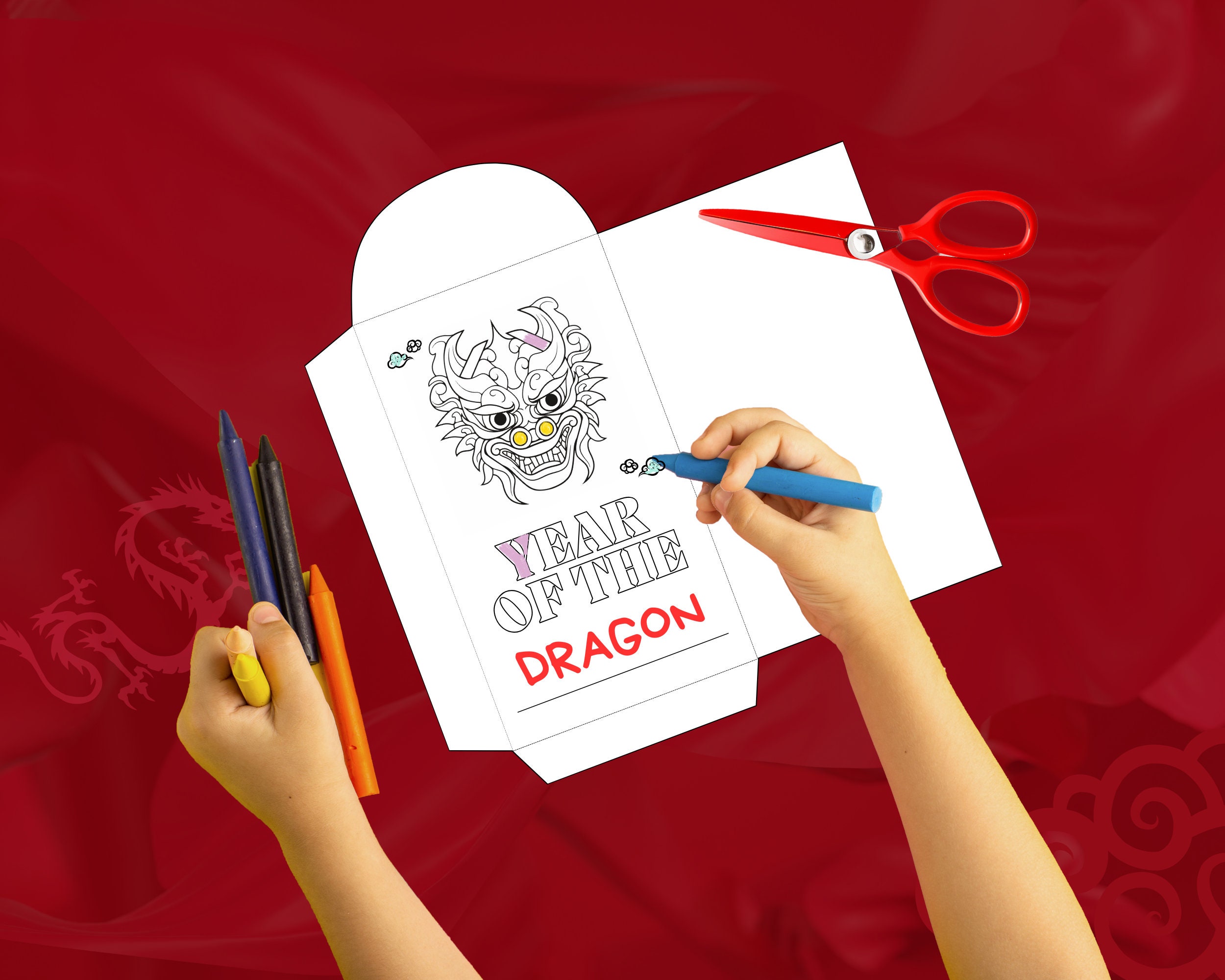 Red Envelope Colouring for Kids, Year of the Dragon for Lunar New Year ...