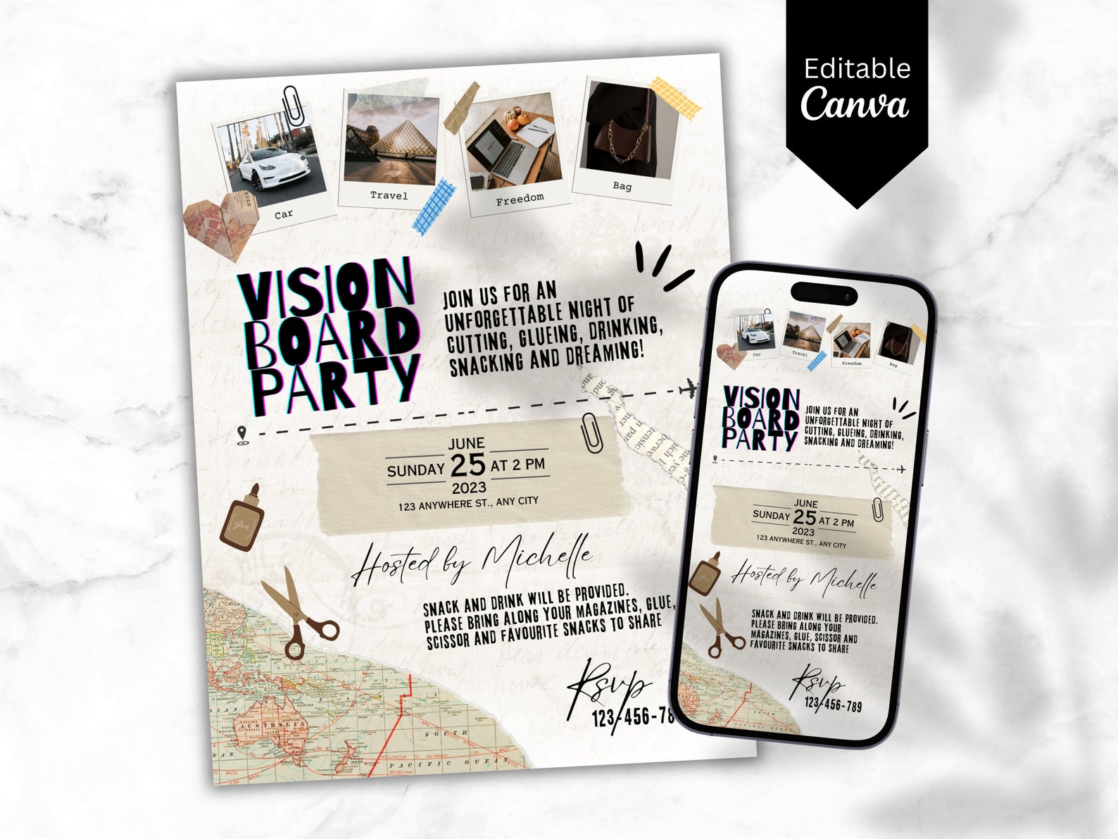 Vision Board Party Invitation, Vision Board Flyer or Vision Board Party ...