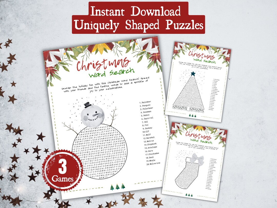 Christmas Word Search Printable Puzzle Bundle for Kids and Adults ...