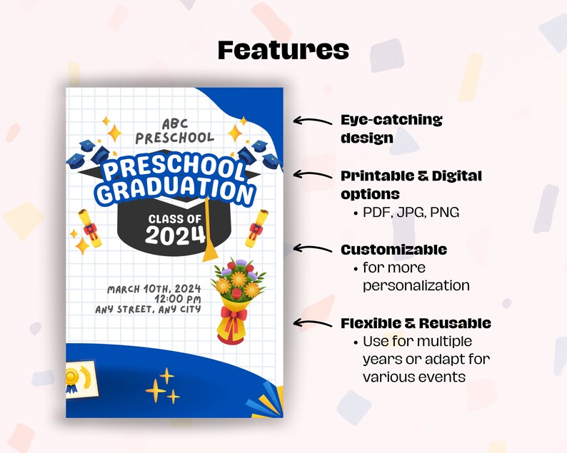 Editable Preschool Graduation Program, Kindergarten Elementary or Pre K ...