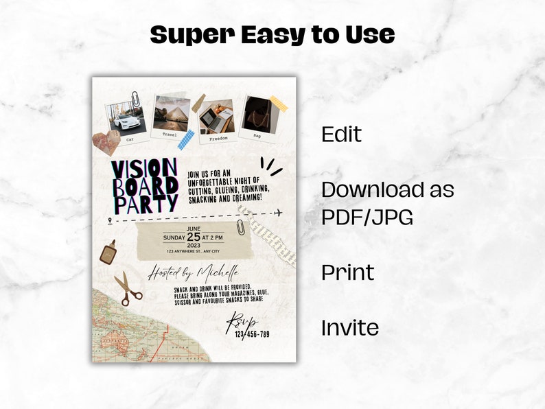 Vision Board Party Invitation, Vision Board Flyer or Vision Board Party ...