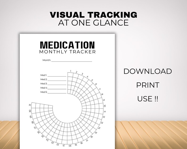 Visual Medication Tracker and Monthly Medicine Log, Medicine List and ...