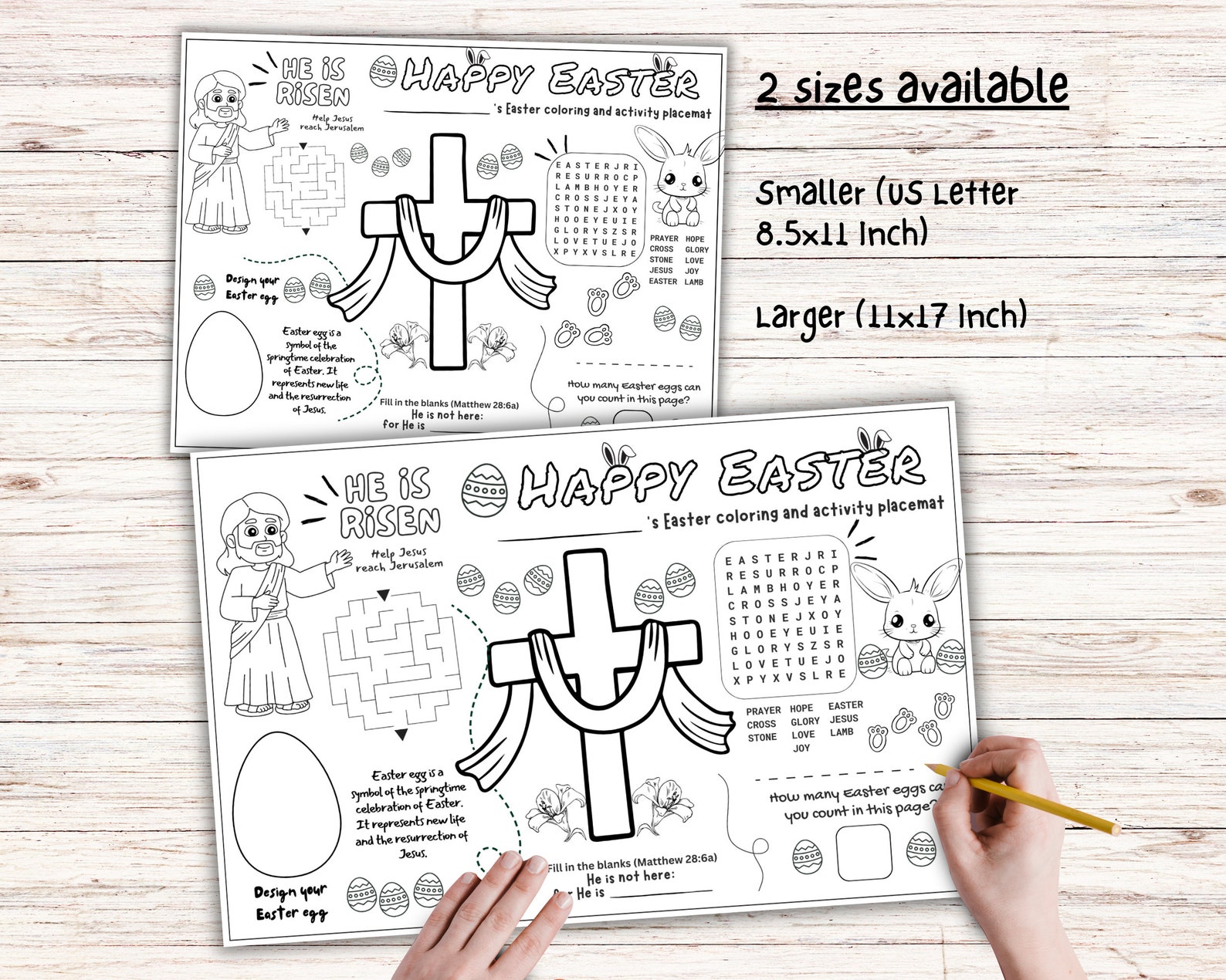 Educational Christian Easter Placemats for Kids, Easter Puzzle for ...