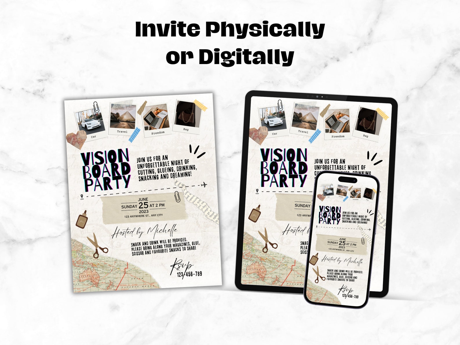 Vision Board Party Invitation, Vision Board Flyer or Vision Board Party ...