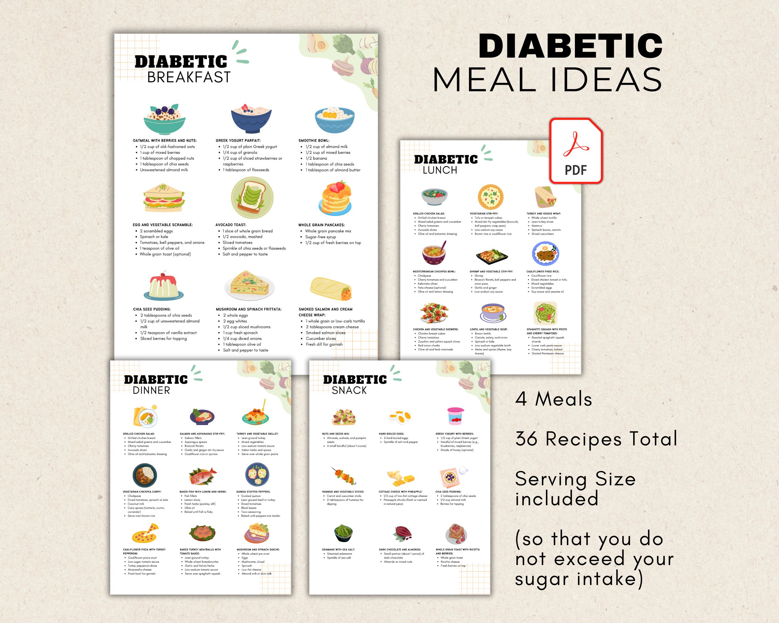 Diabetic Meal Plan Google Sheets and Meal Planner Excel, With Diabetic ...