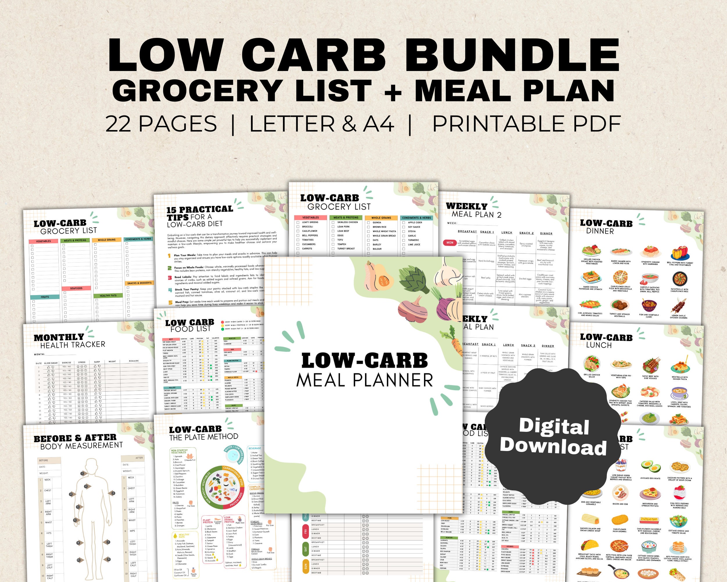 Low Carb Meal Plan Bundle and Food List for Keto Diet Low Sugar Food ...