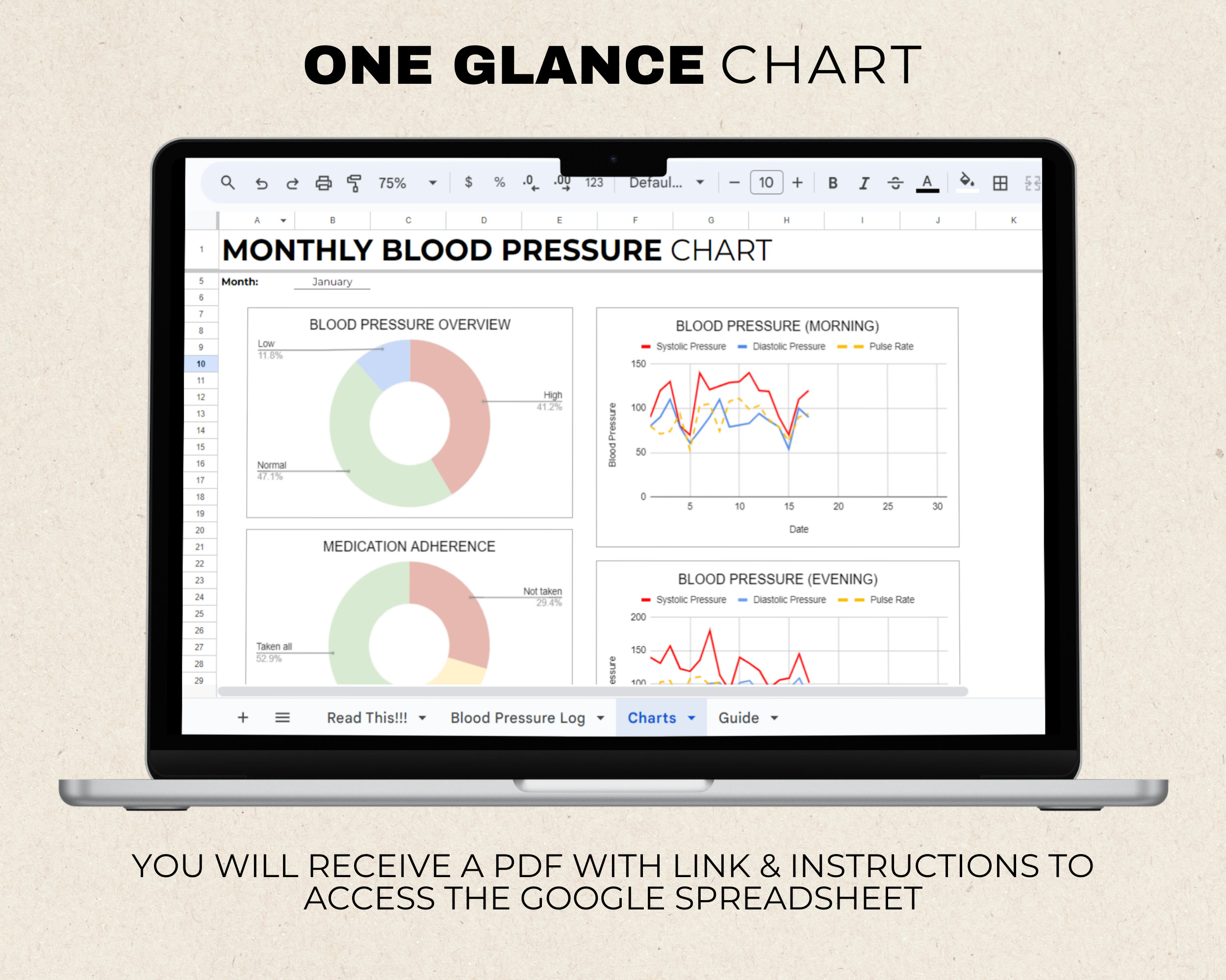 Blood Pressure Log Google Sheets and Chart, Caregiver Log With Blood ...