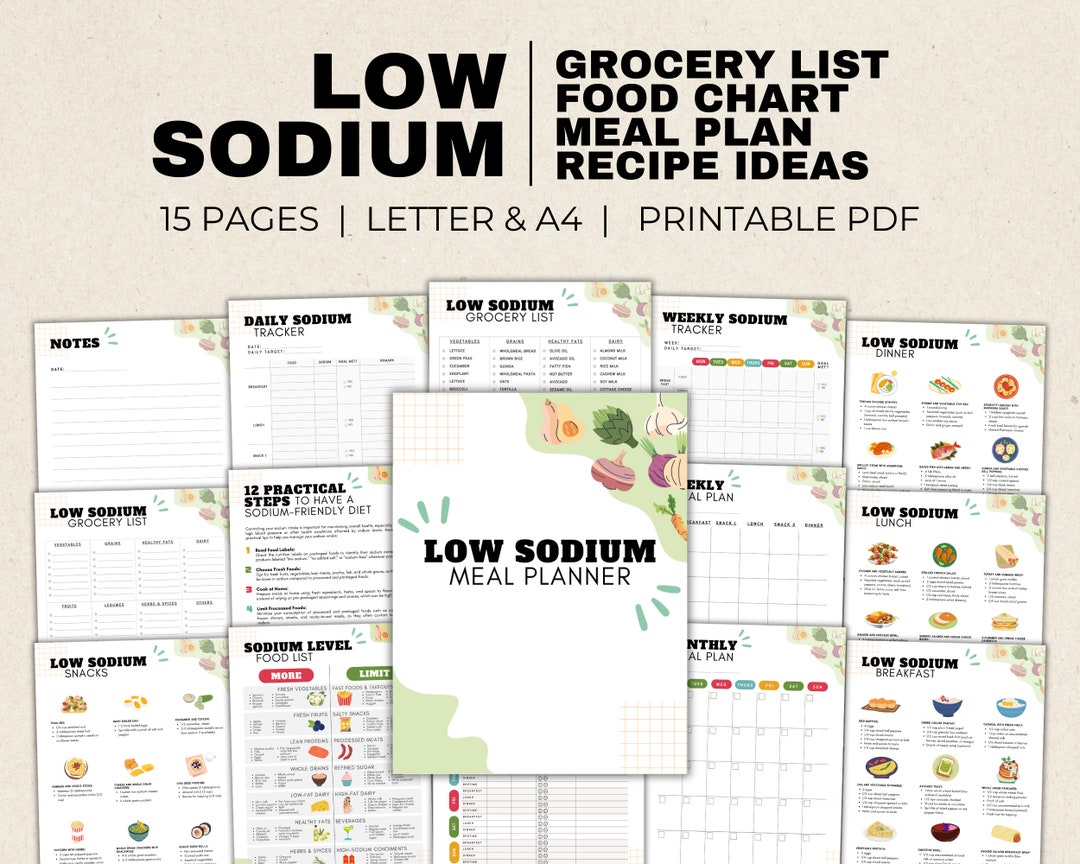 Low Sodium Meal Plan and Grocery List, Low Salt Food List With Recipes ...
