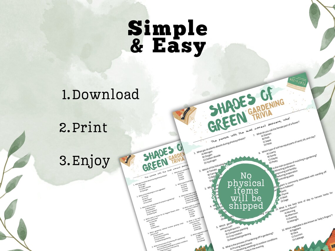 Gardening Trivia Game for Garden Party Games, Spring Trivia Easter ...