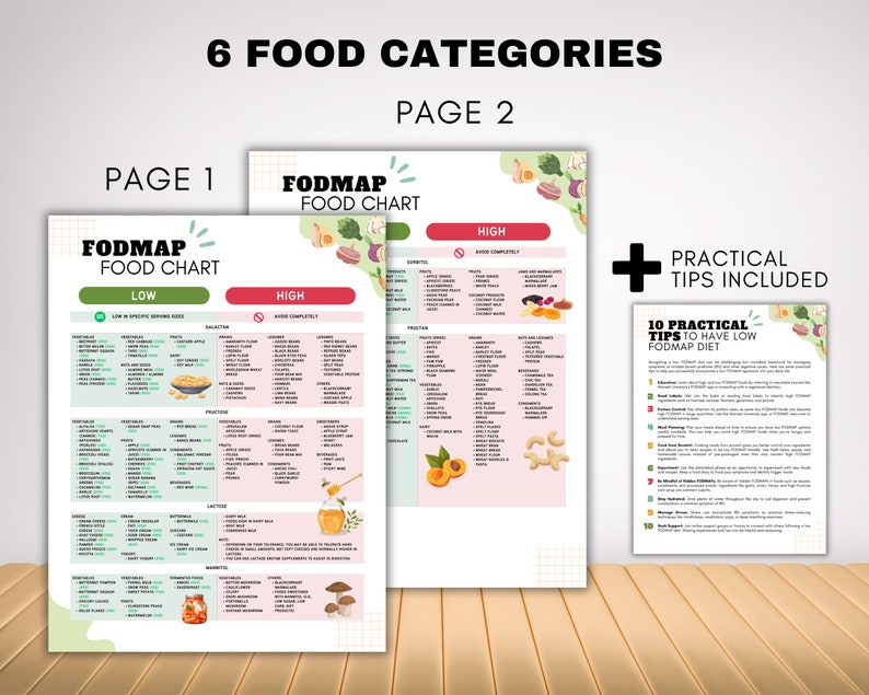 Fodmap IBS Food List and Low Fodmap Treats, Food Chart Nutrition Guide for IBS Meal Plan and Gut ...