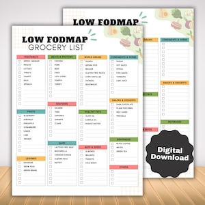 Low FODMAP Grocery List and IBS Food List Chart for Gut Health, Contain ...