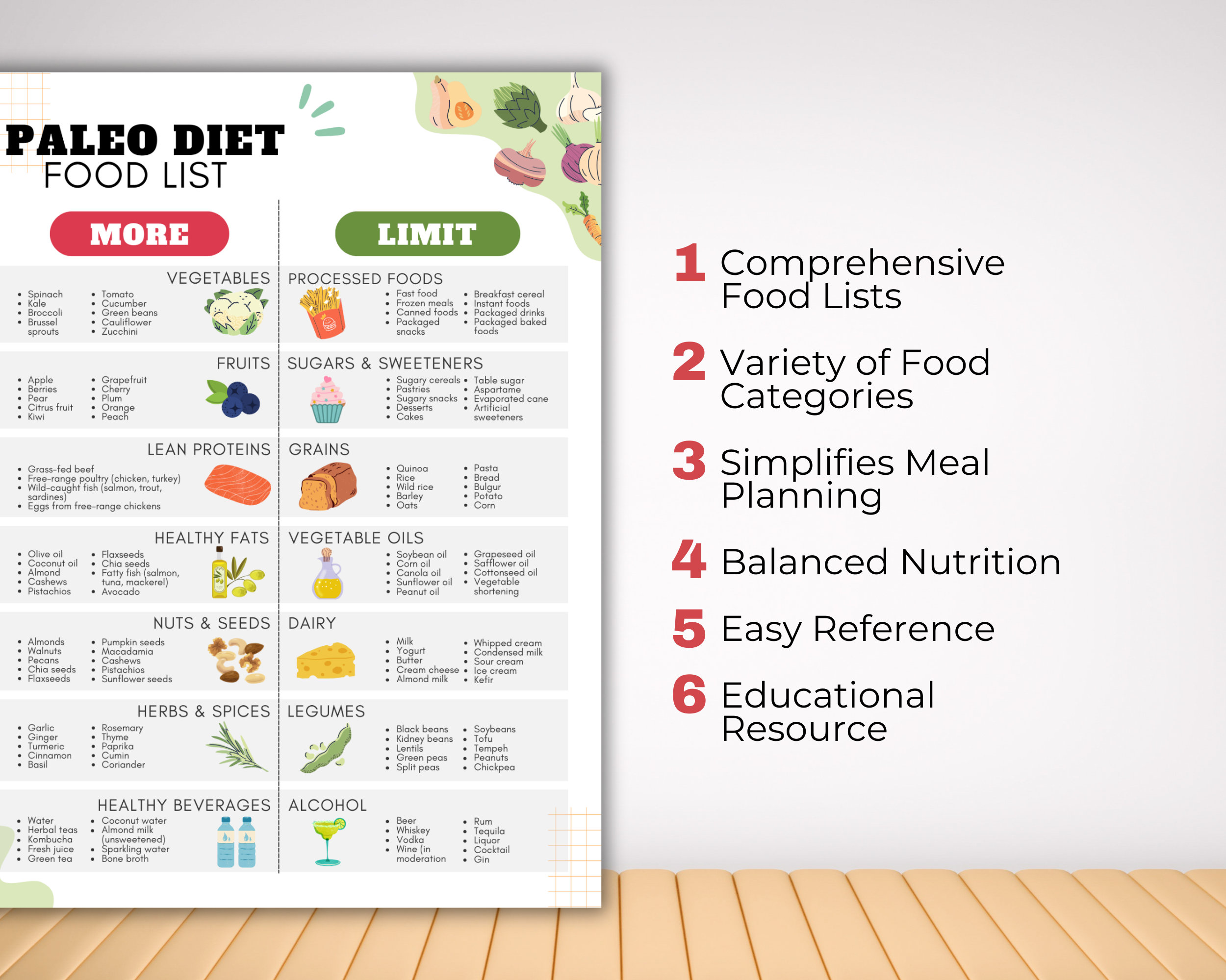 Paleo Diet Food List With Low Carb Meal Plan, Natural Healthy Food List ...