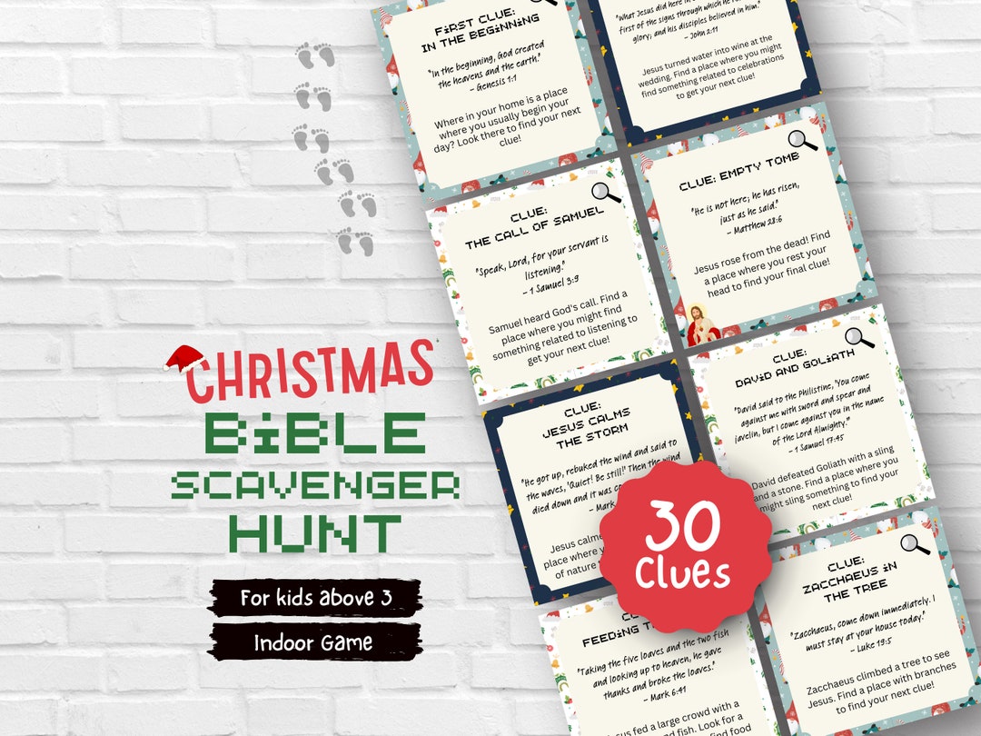 Bible Christmas Scavenger Hunt for Kids, Indoor Treasure Hunt and Bible ...