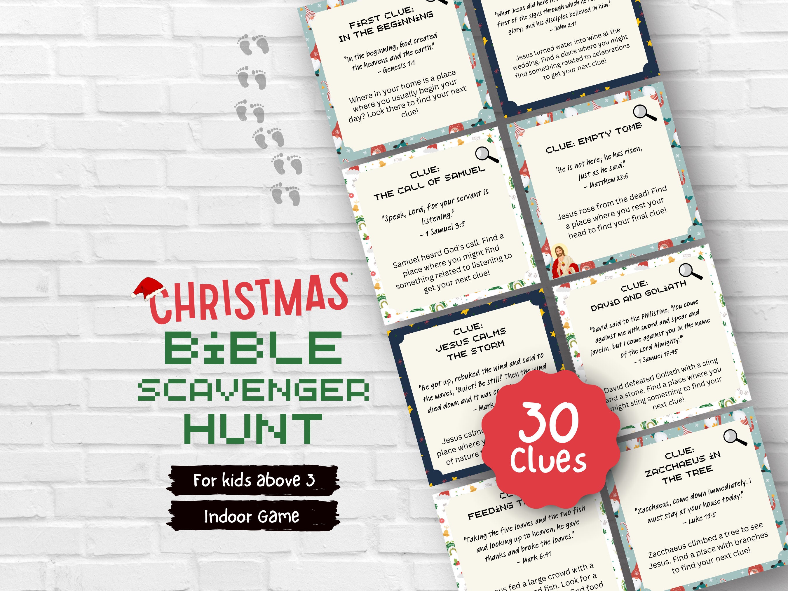 Bible Christmas Scavenger Hunt for Kids, Indoor Treasure Hunt and Bible ...