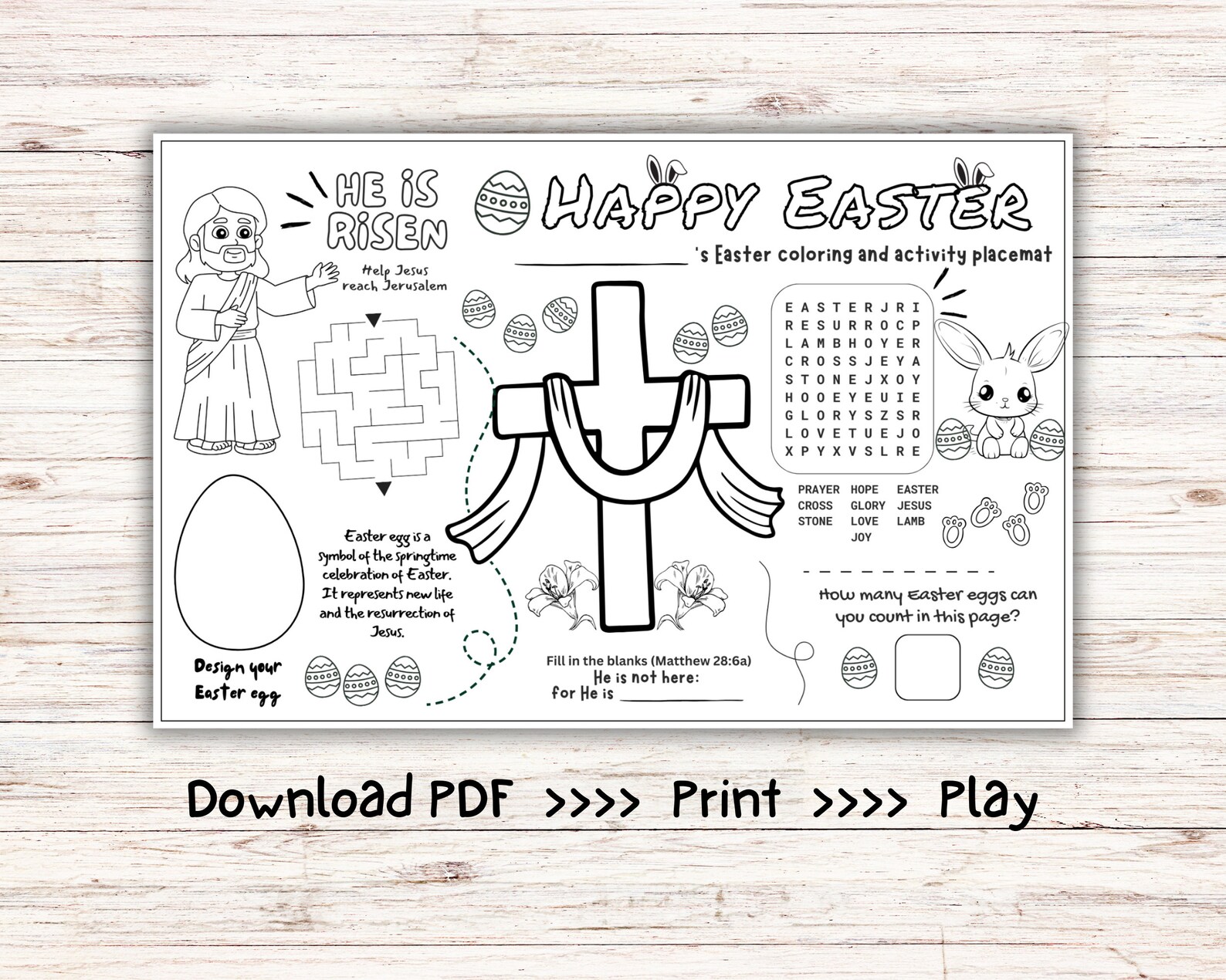 Educational Christian Easter Placemats for Kids, Easter Puzzle for ...
