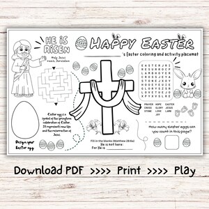 Educational Christian Easter Placemats for Kids, Easter Puzzle for ...