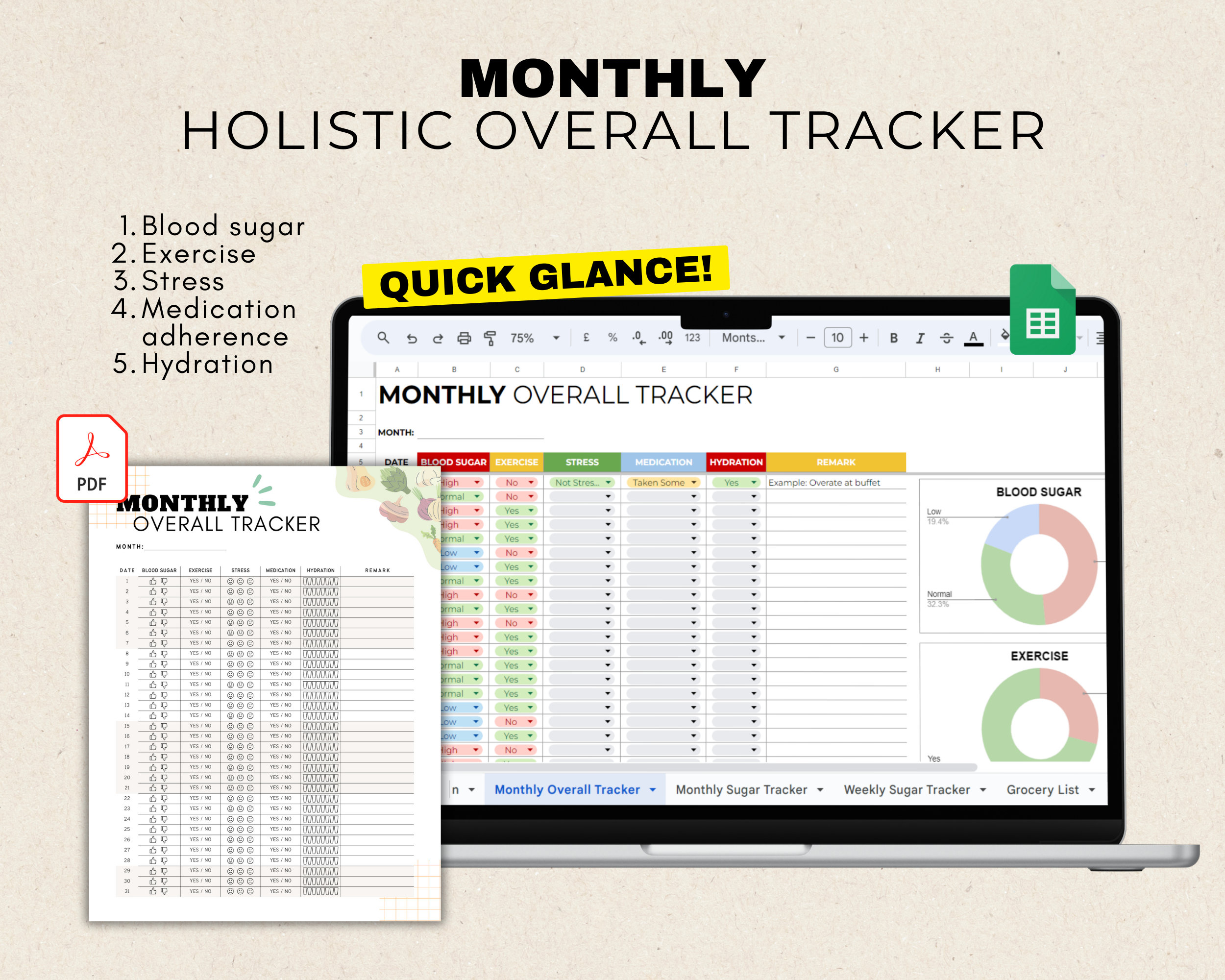 Diabetic Meal Plan Google Sheets and Meal Planner Excel, With Diabetic ...