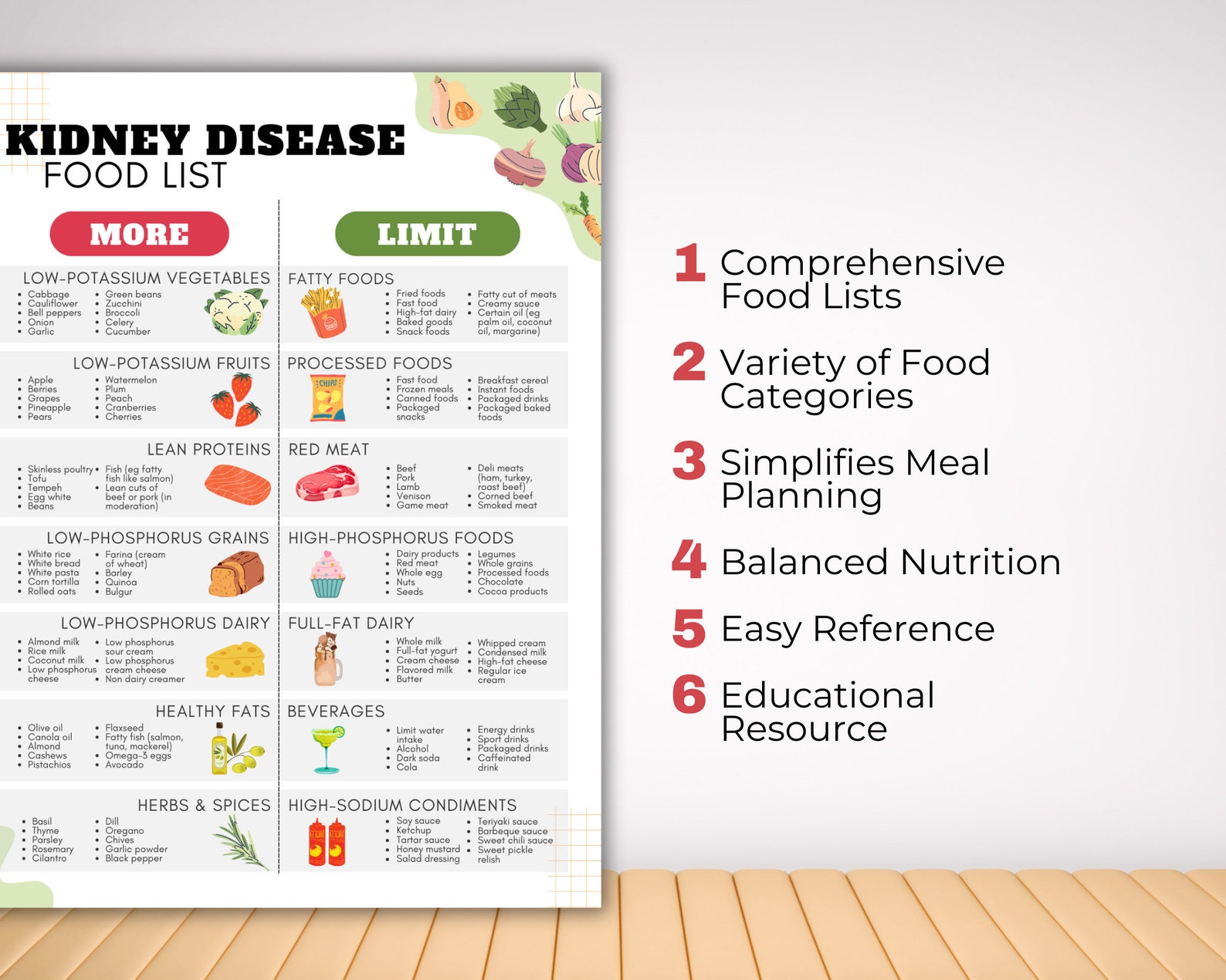 Kidney Disease Food List, Kidney Friendly Renal Diet Awareness Foods ...